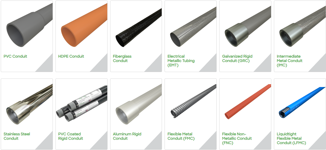 Schedule 40 and 80 PVC, Rigid Metal, EMT Conduit
